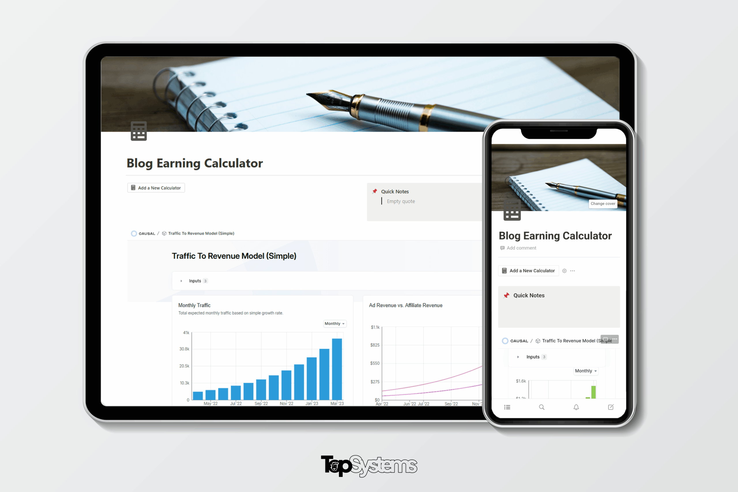 Blog Earnings Calculator Notion Template – TopSystems.io