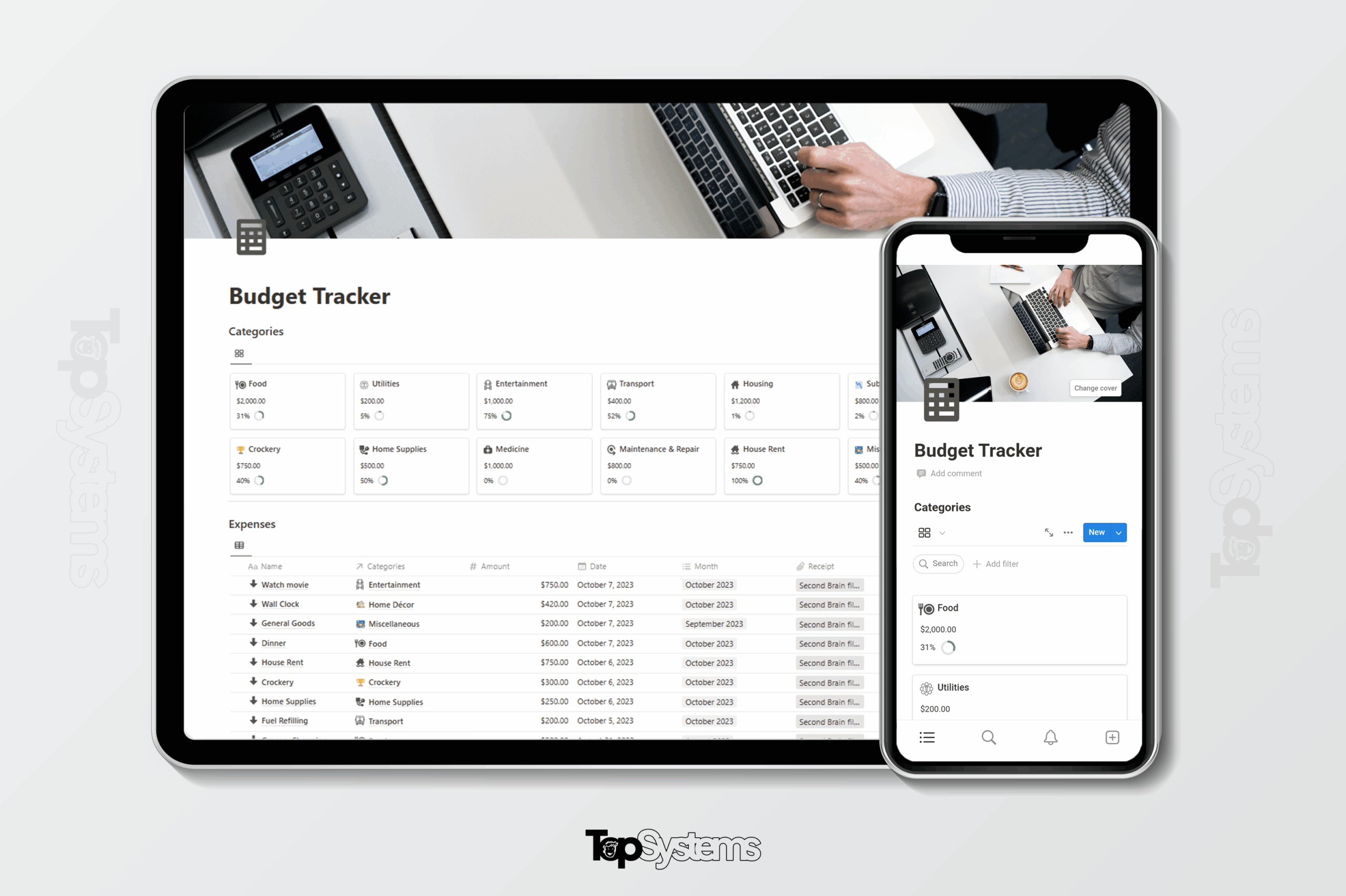 Budget Tracker Notion Template – TopSystems.io