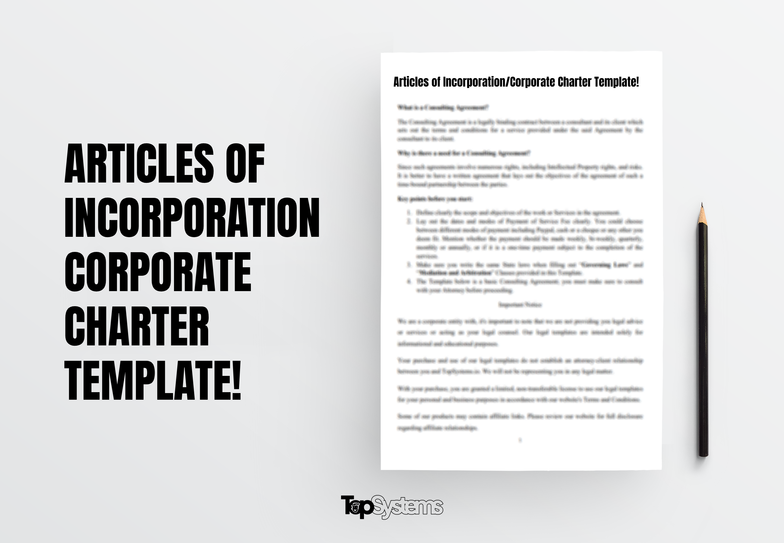 Articles of Incorporation/Corporate Charter Template! – TopSystems.io